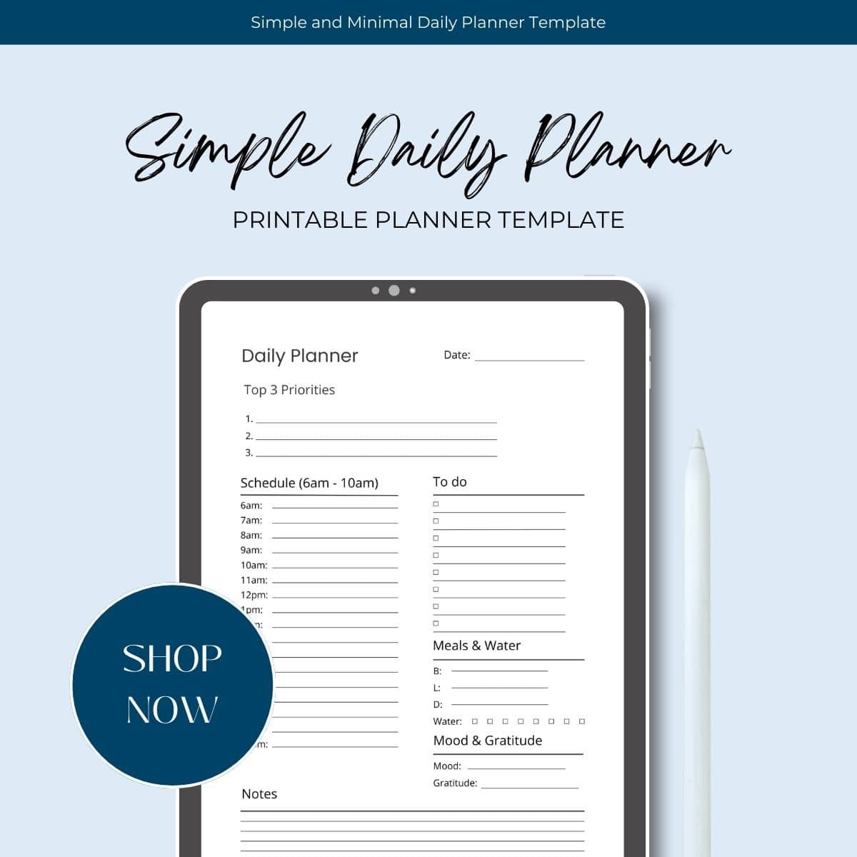 Daily Planner Printable PDF | Undated Digital Download | Productivity ...